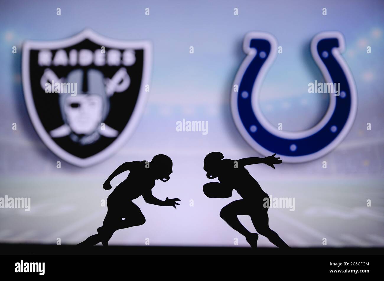 Las Vegas Raiders vs. Indianapolis Colts. NFL match poster. Two ...