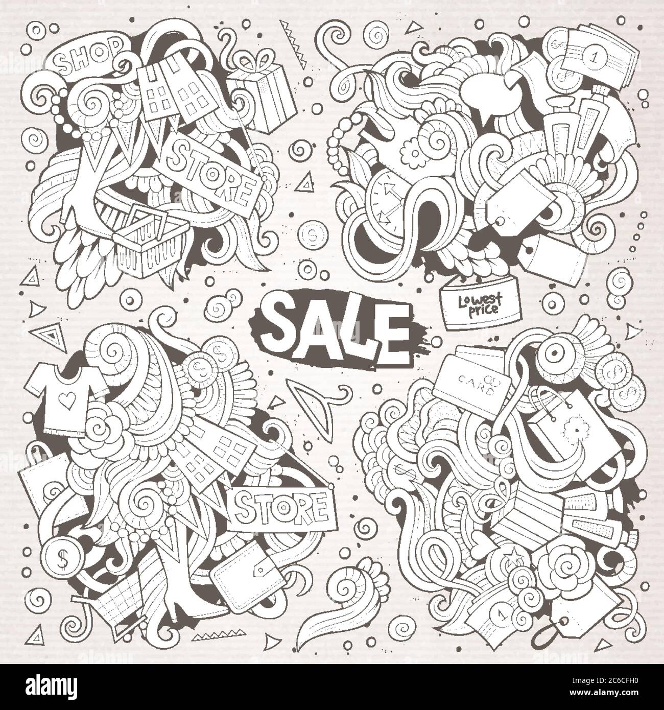 Vector cartoon set of Sale doodles designs Stock Vector Image & Art - Alamy