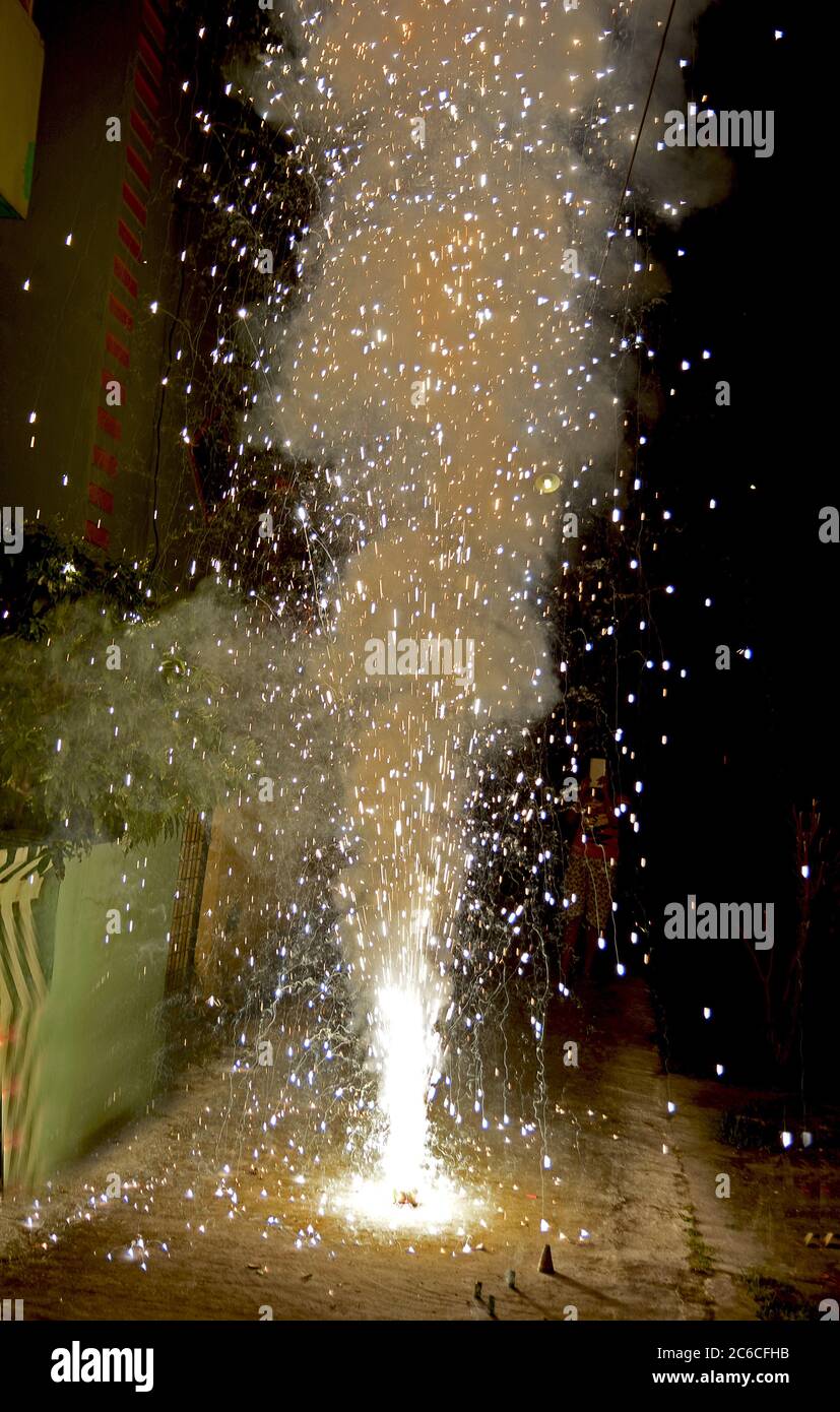 Firework during Diwali festival in India Stock Photo - Alamy