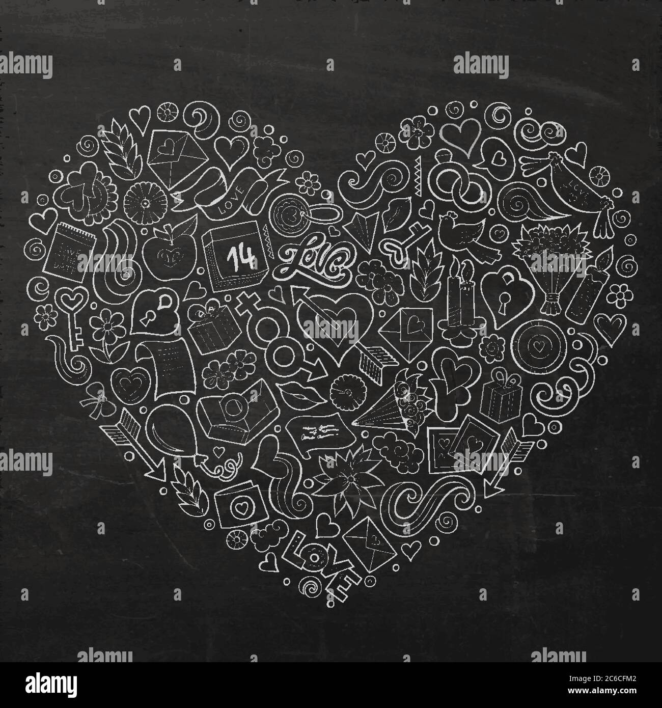 Vector set of Love cartoon doodle objects Stock Vector Image & Art - Alamy