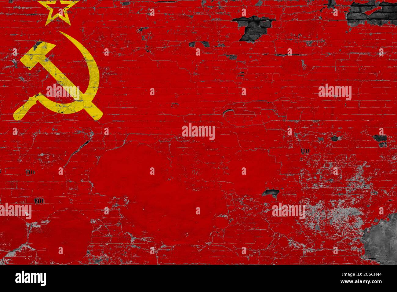 Soviet Union flag on grunge scratched concrete surface. National ...
