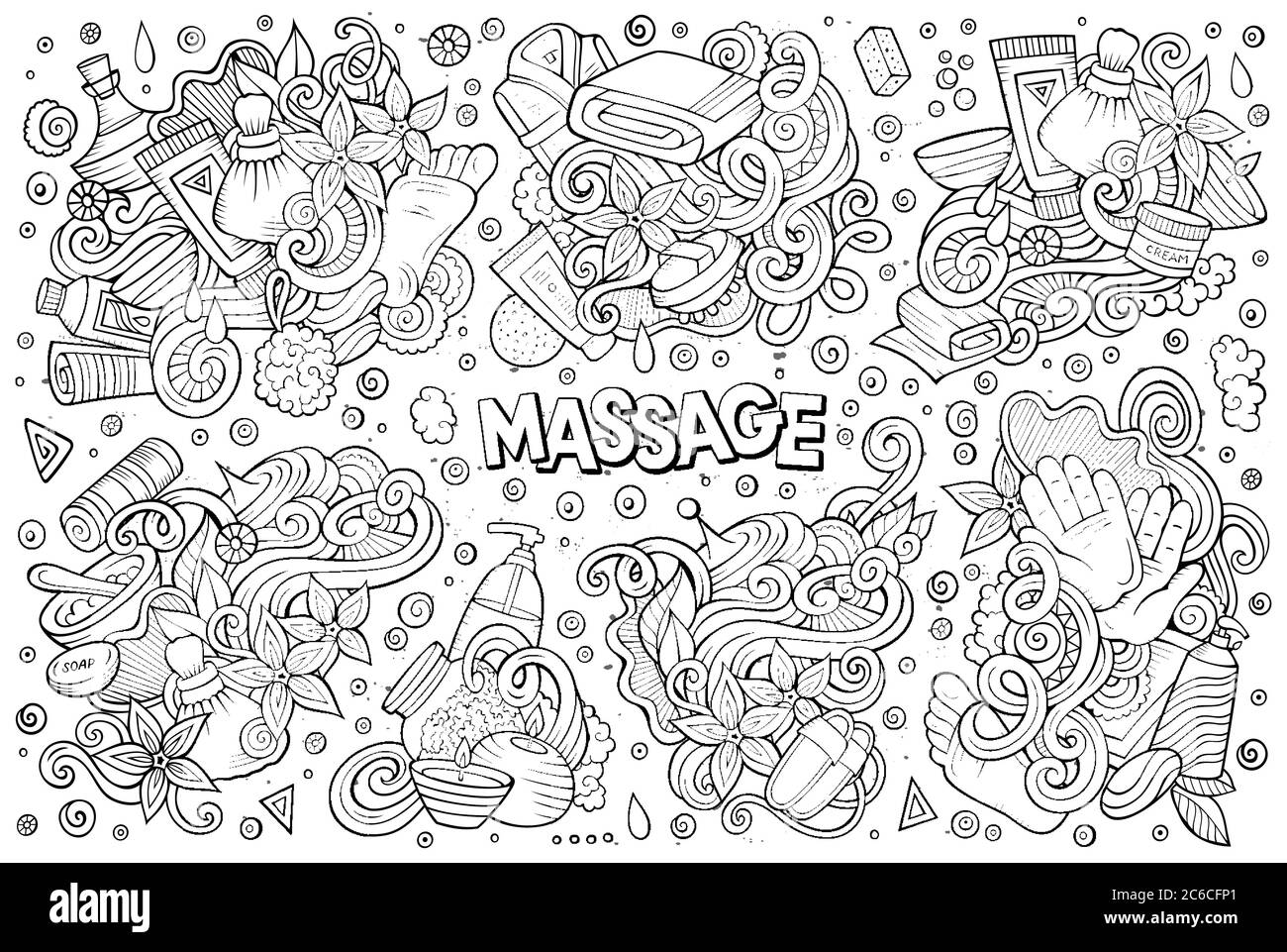 Vector set of Massage and Spa doodle designs Stock Vector Image & Art ...
