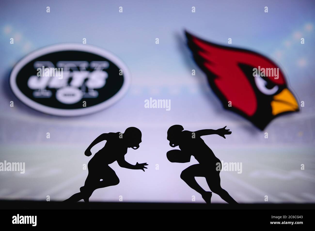 New York Jets vs. Arizona Cardinals . NFL match poster. Two american ...