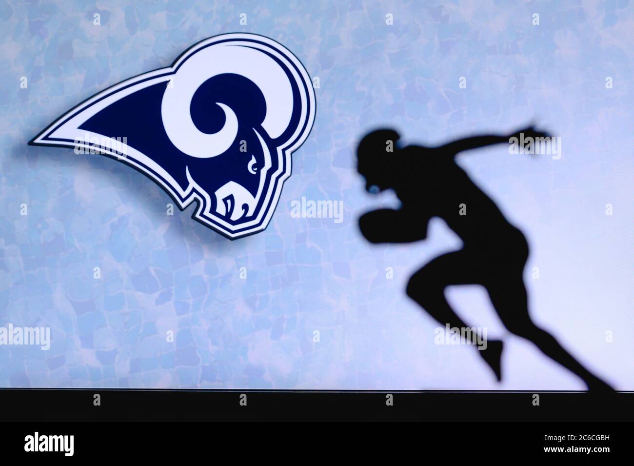 Los Angeles Rams . Silhouette of professional american football player ...