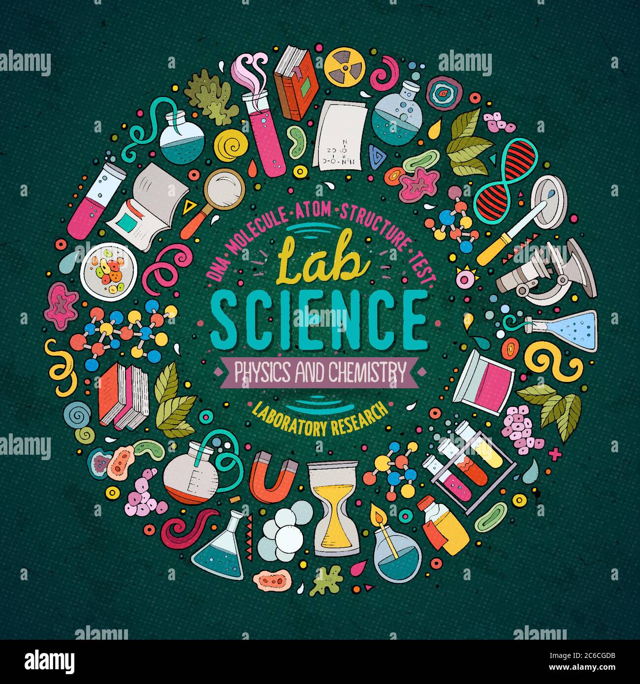 Set of Science cartoon doodle objects, symbols and items Stock Vector ...
