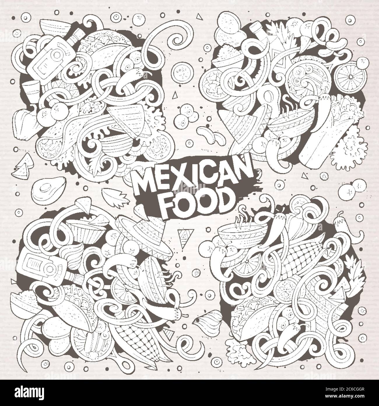 Cartoon set of Mexican Food doodle designs Stock Vector Image & Art - Alamy