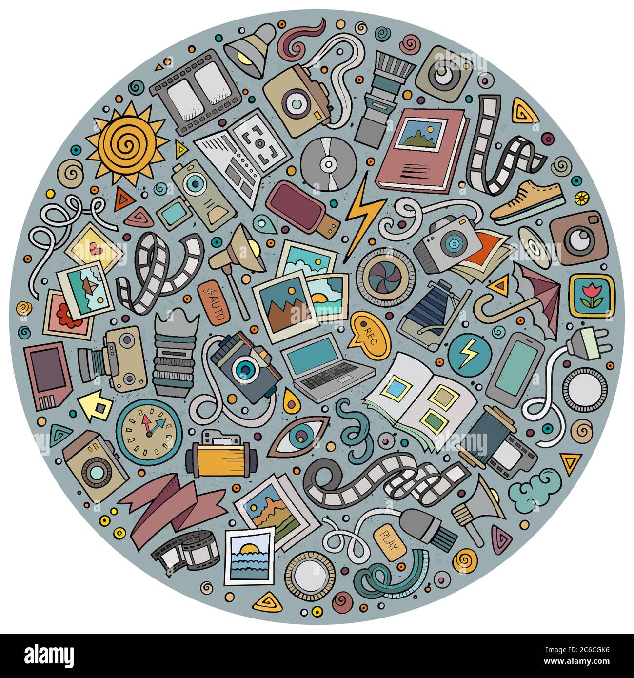 Set of Photo studio cartoon doodle objects Stock Vector Image & Art - Alamy