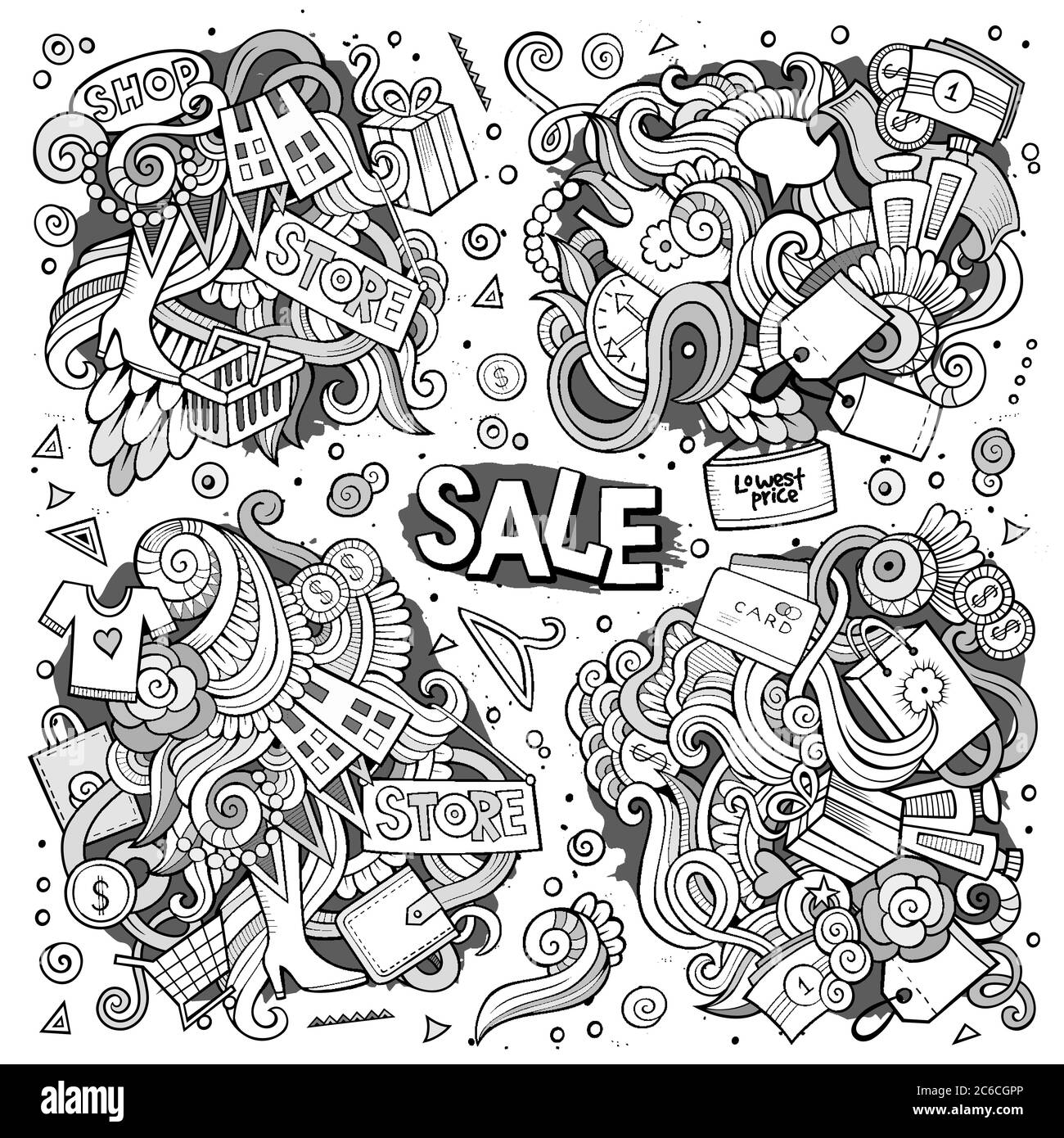 Vector cartoon set of Sale doodles designs Stock Vector Image & Art - Alamy