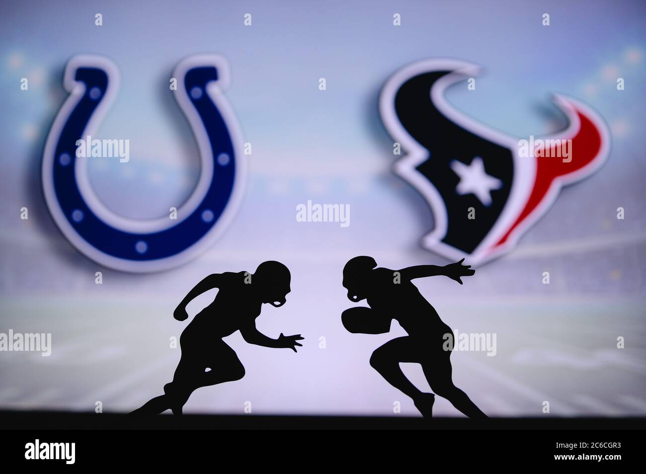 Indianapolis Colts vs. Houston Texans. NFL match poster. Two american ...