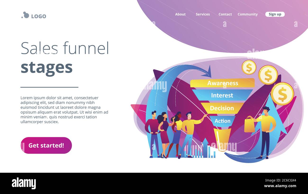 Sales funnel management concept landing page Stock Vector Image & Art ...