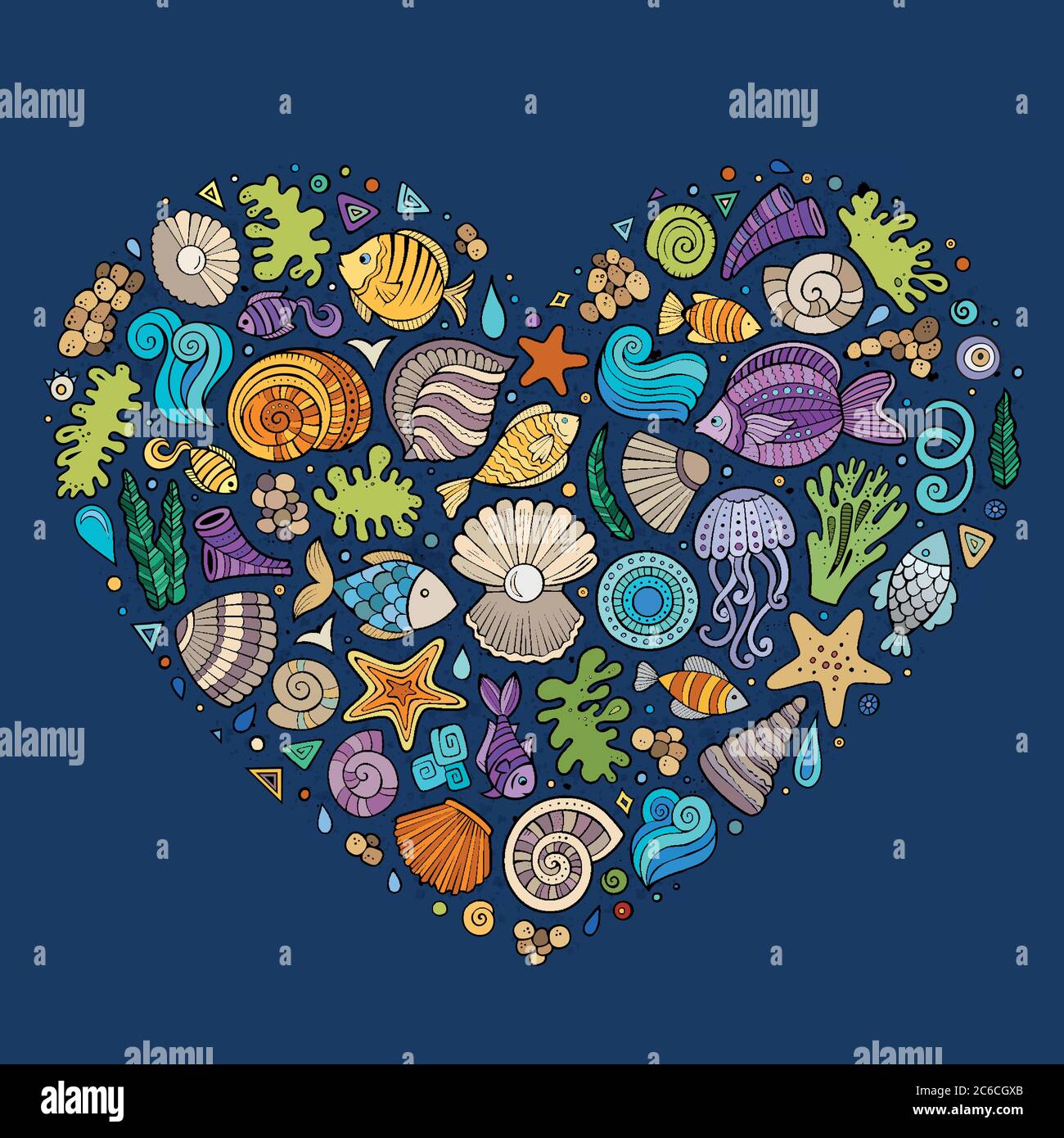 Colorful set of marine life objects Stock Vector Image & Art - Alamy