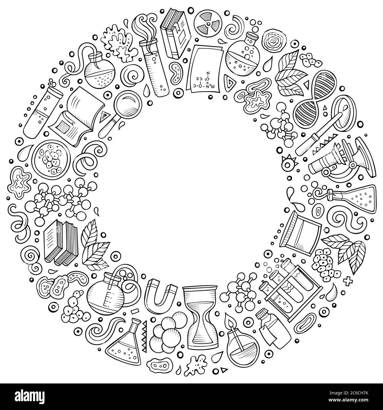 Set of Science cartoon doodle objects, symbols and items Stock Vector ...