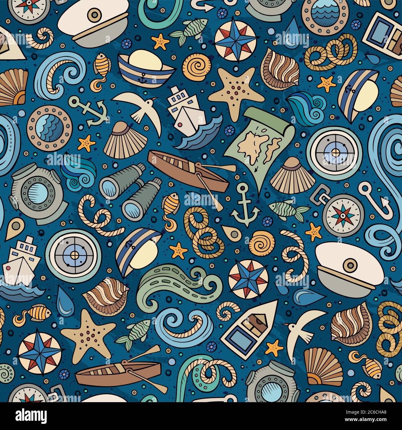 Cartoon nautical seamless pattern Stock Vector Image & Art - Alamy