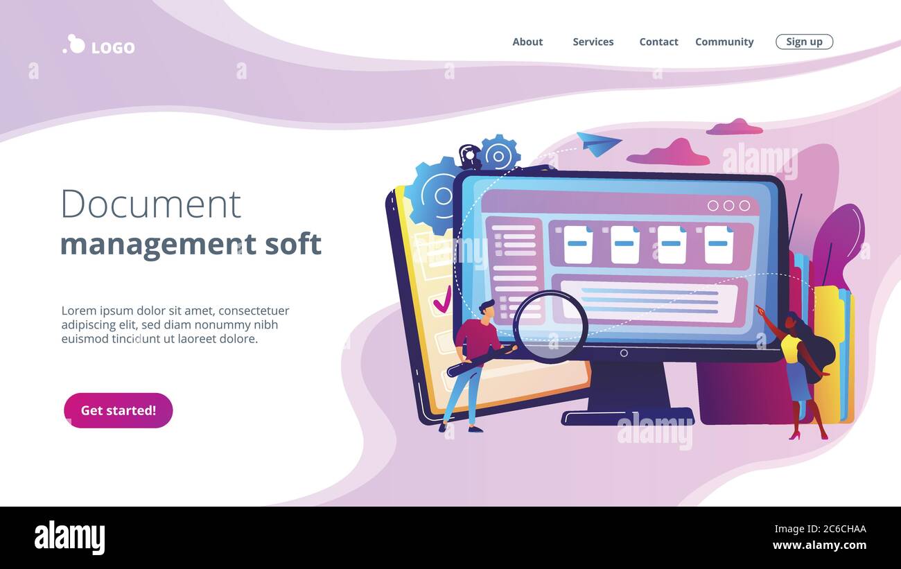 Document management soft concept landing page Stock Vector Image & Art ...