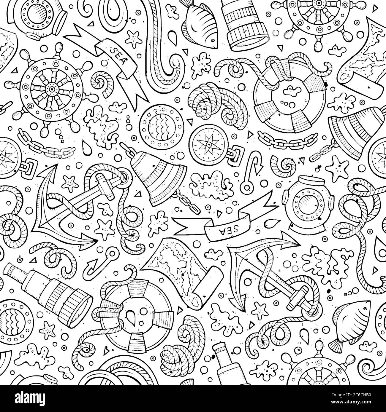 Children pattern sea Black and White Stock Photos & Images - Alamy