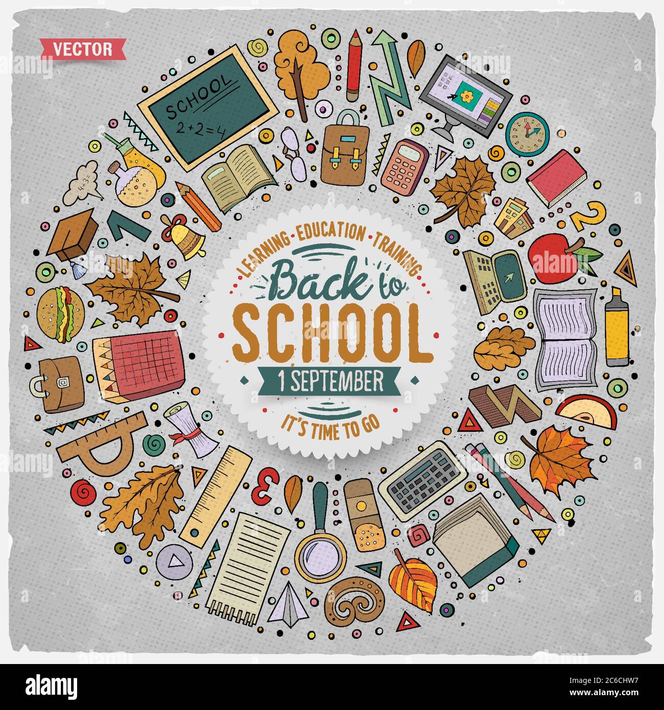 Set of School cartoon doodle objects, symbols and items Stock Vector Image & Art - Alamy