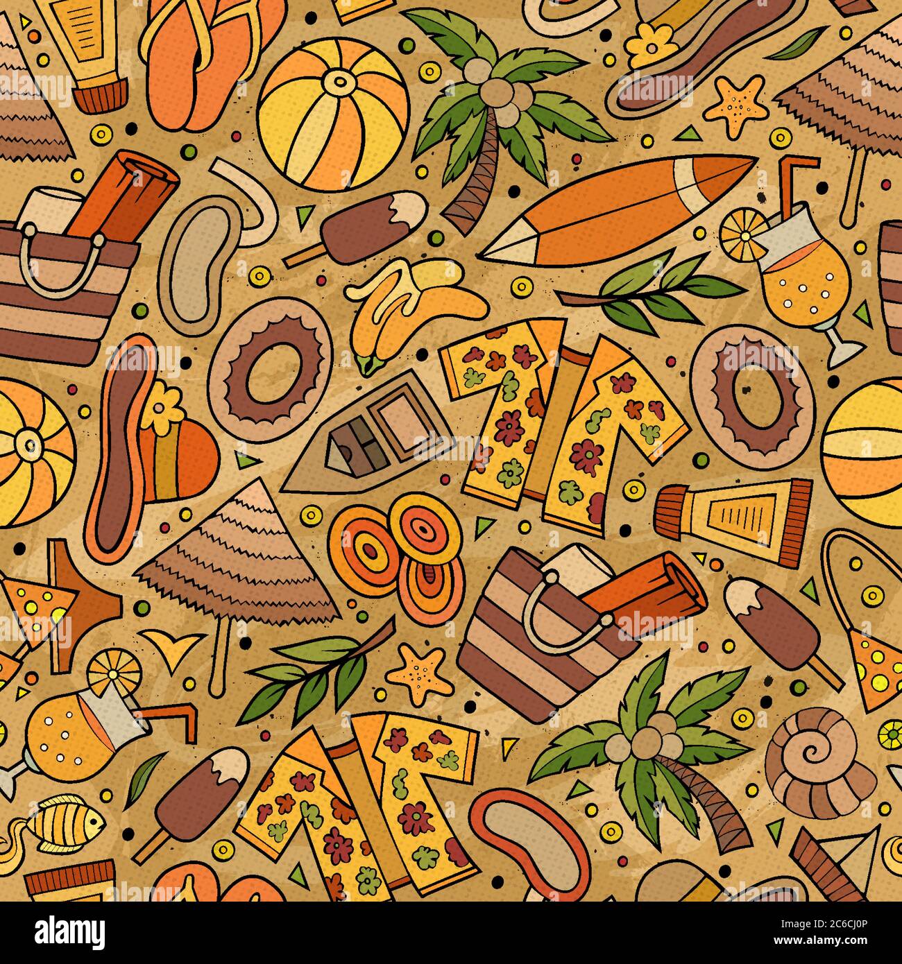 Cartoon summer time seamless pattern Stock Vector Image & Art - Alamy