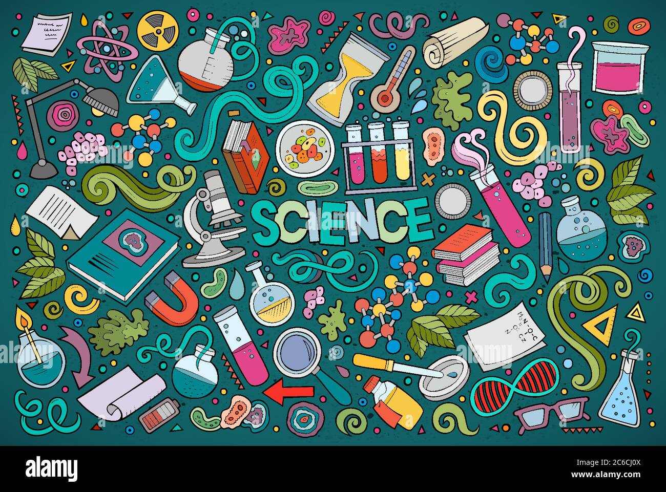 Vector cartoon set of Science theme objects and symbols Stock Vector ...