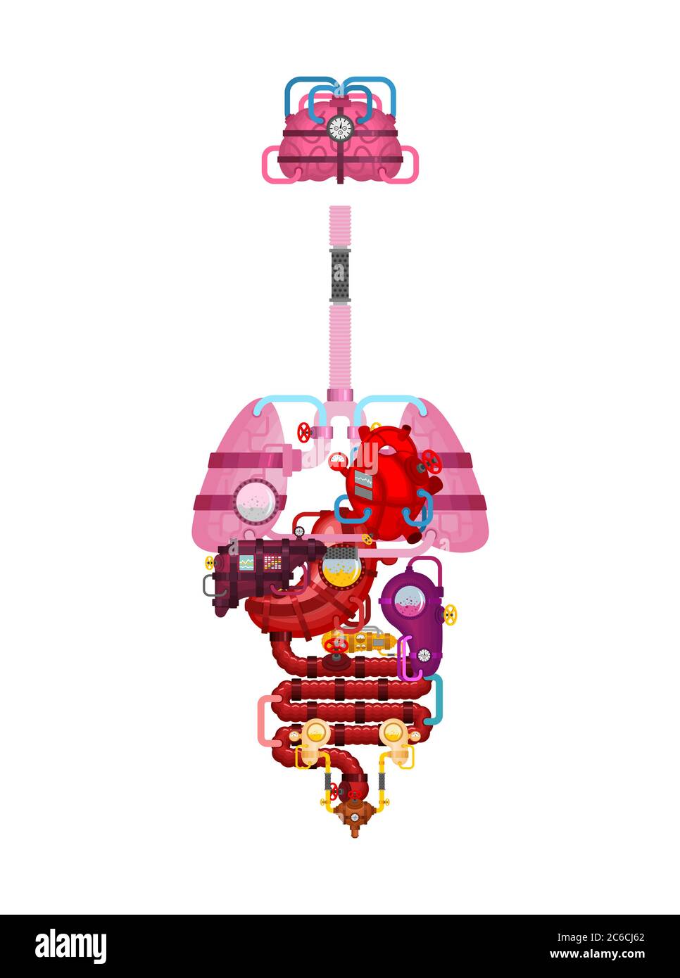 Metal Human anatomy organs. Artificial organ. Cybernetics future. Robot ...