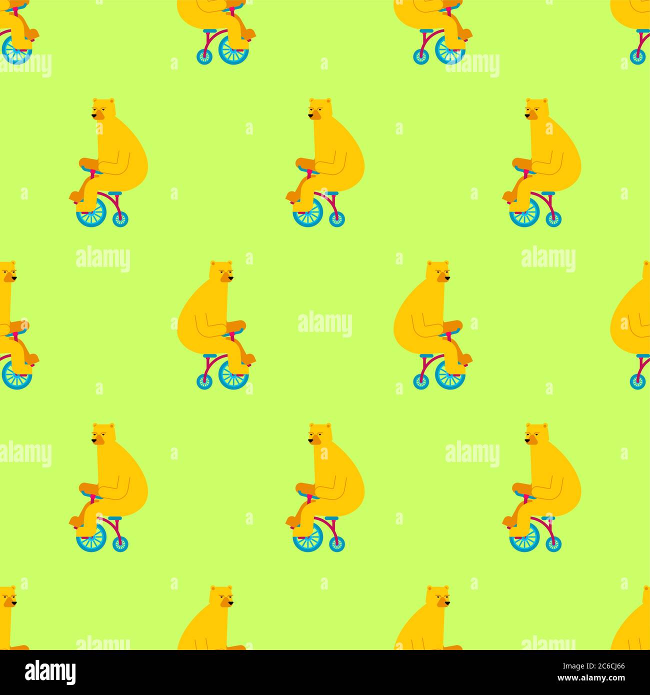 Bear on bicycle pattern seamless. Beast rides bicycle background. Baby ...