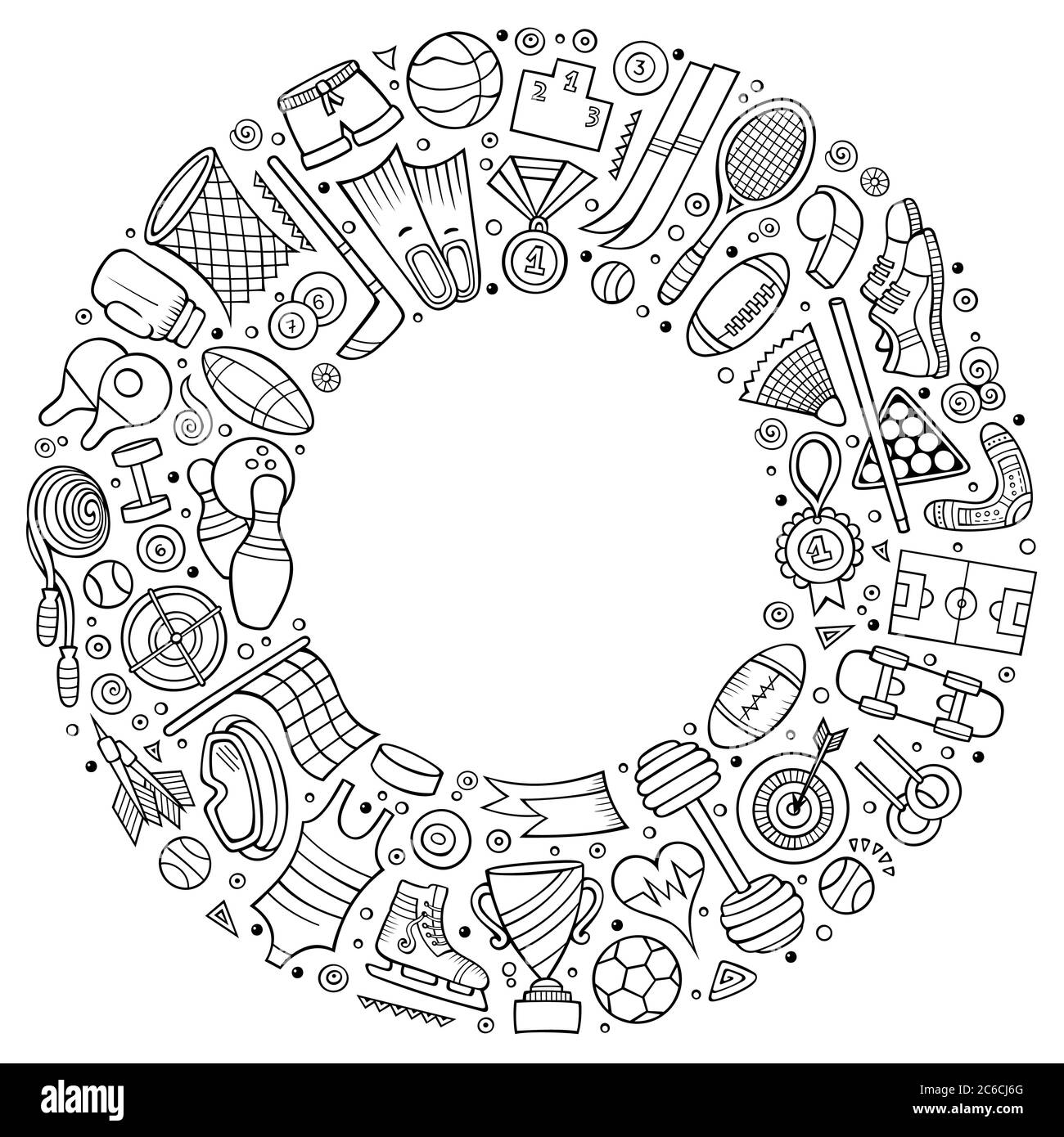 Vector hand drawn set of Sport cartoon doodle objects Stock Vector ...