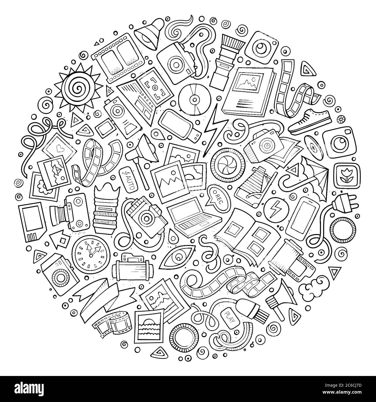 Set of Photo studio cartoon doodle objects Stock Vector Image & Art - Alamy