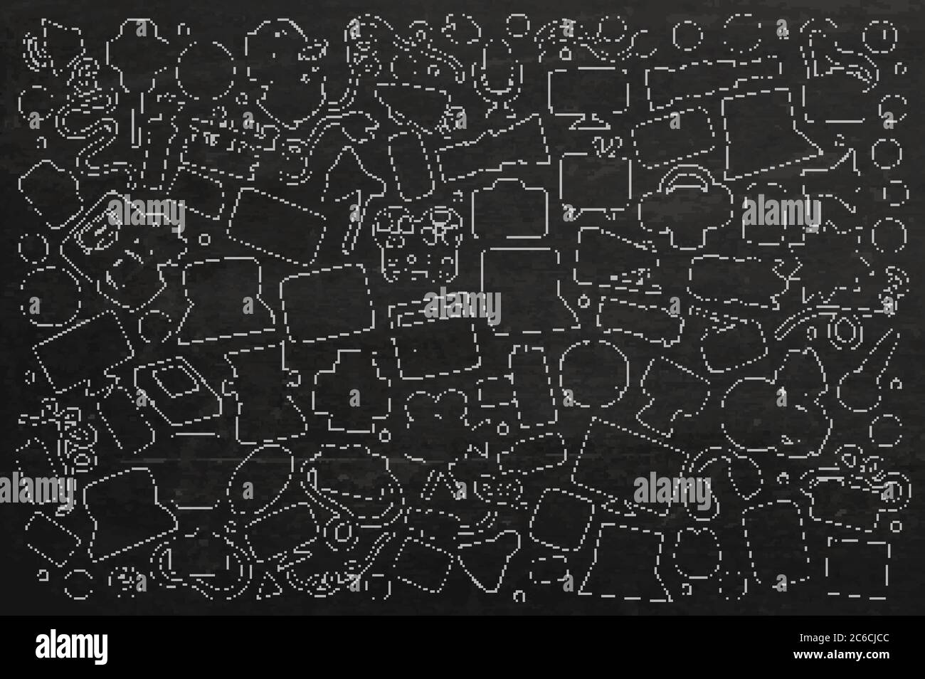 Chalkboard vector hand drawn Doodle set equipment and devices objects ...