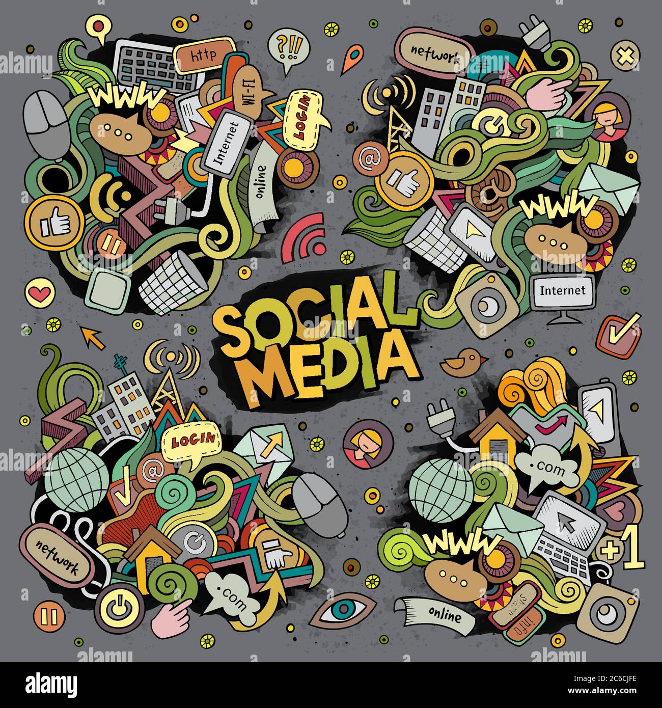 Vector hand drawn Doodle cartoon set of objects Stock Vector Image ...