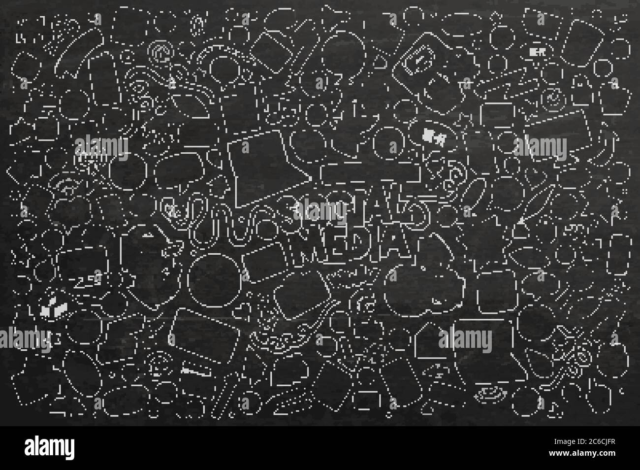 Vector chalkboard line art Doodle cartoon set of objects Stock Vector ...
