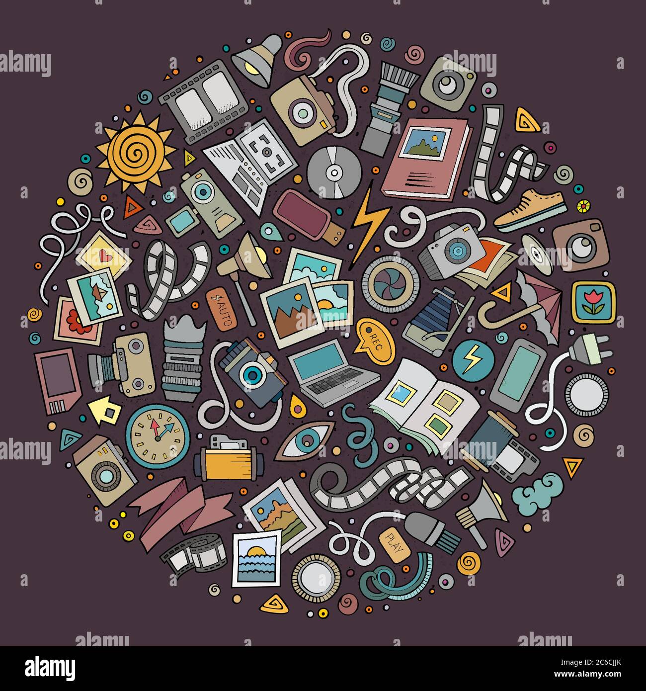 Set of Photo studio cartoon doodle objects Stock Vector Image & Art - Alamy