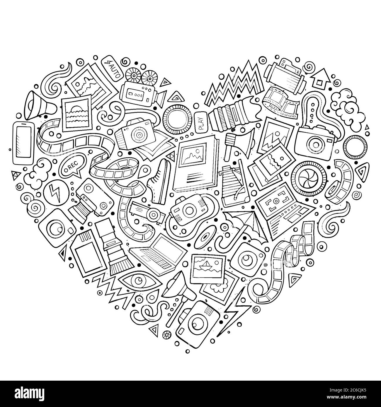 Set of Photo studio cartoon doodle objects Stock Vector Image & Art - Alamy