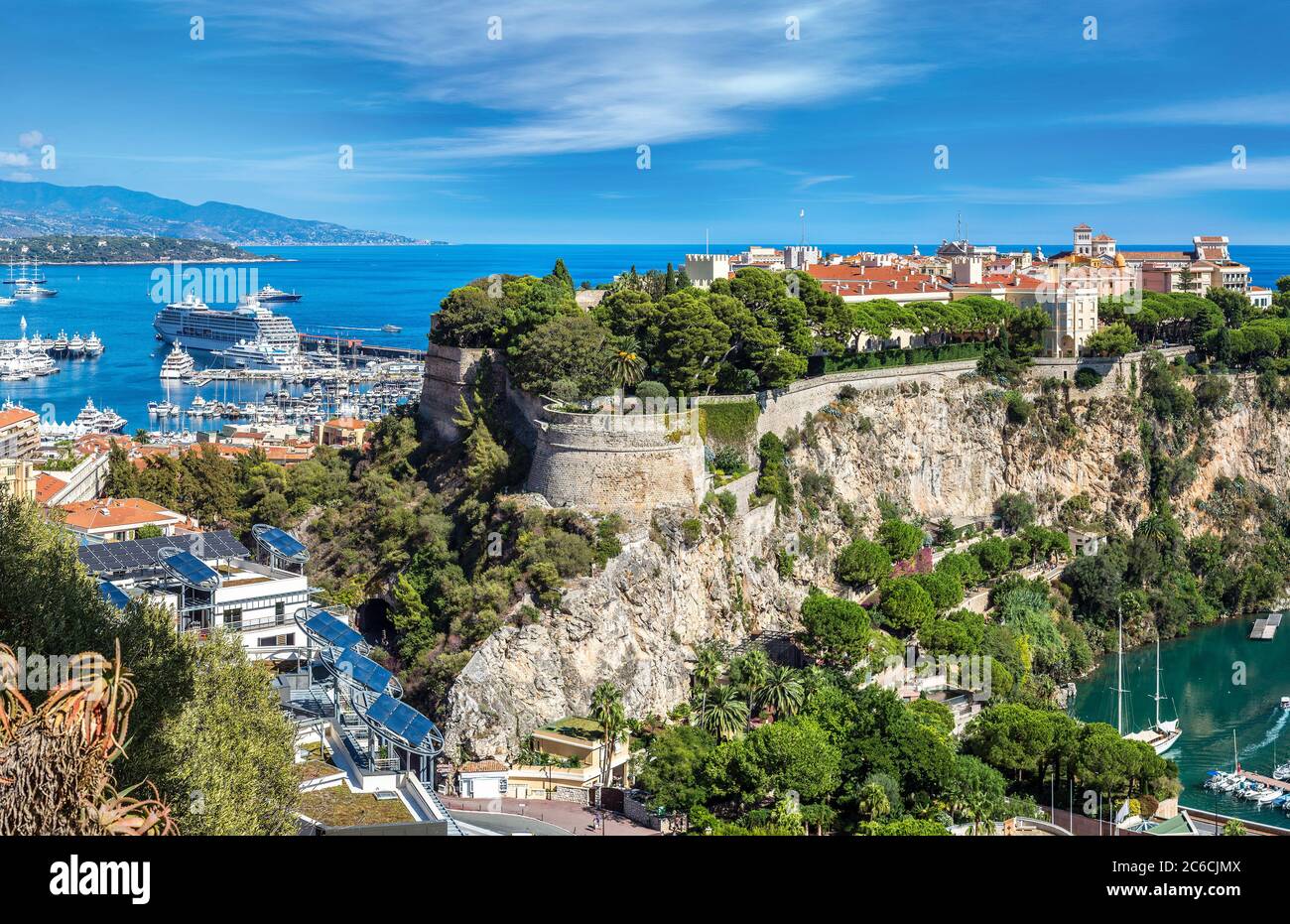 Panoramic view of prince's palace in Monte Carlo in a summer day ...