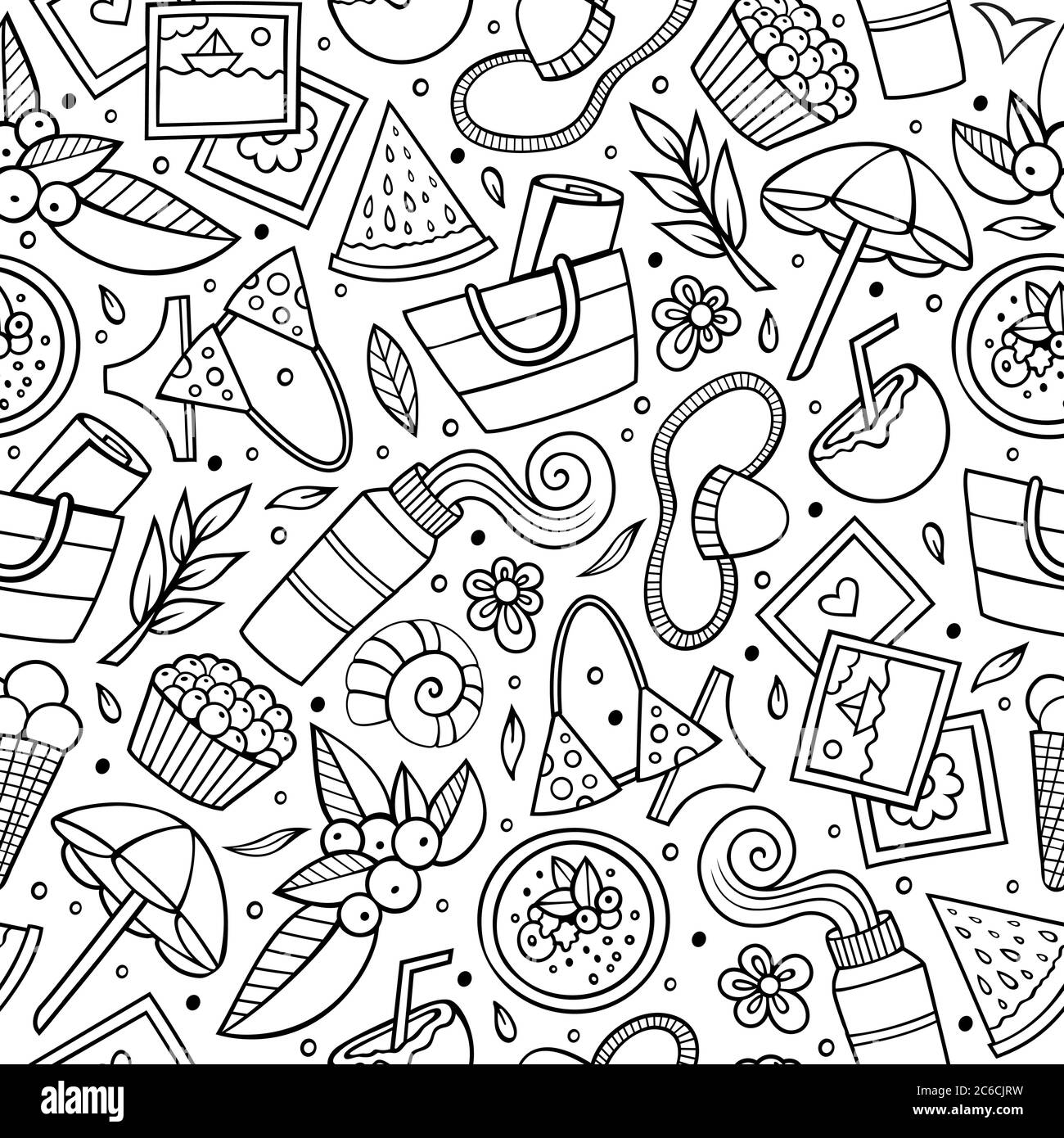 Cartoon summer time seamless pattern Stock Vector Image & Art - Alamy