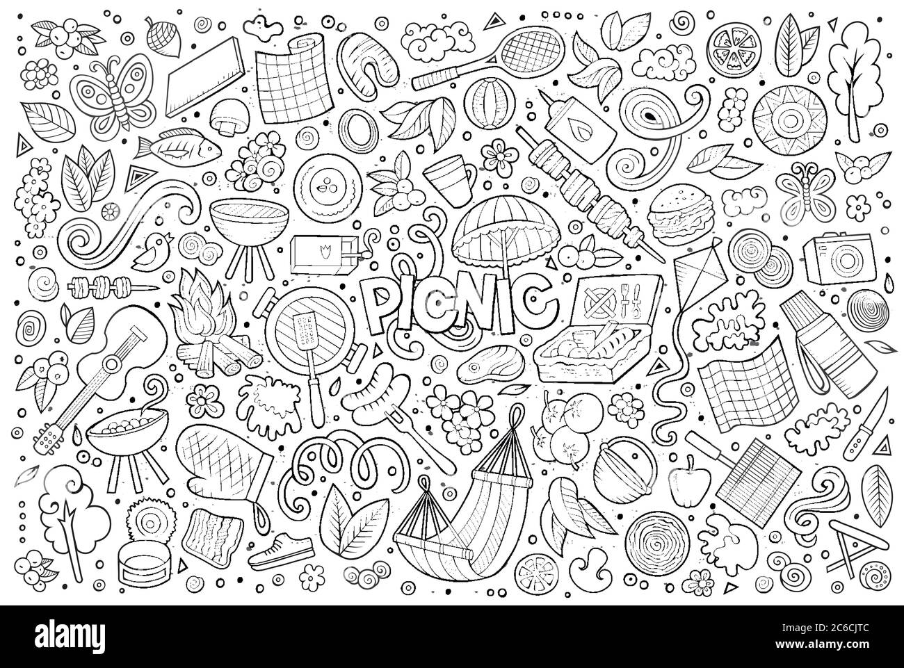 Line art vector set of picnic objects Stock Vector Image & Art - Alamy