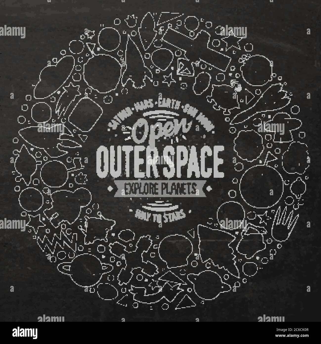 Set of space cartoon doodle objects, symbols and items Stock Vector ...