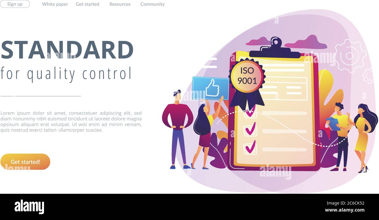 Standard for quality control concept landing page Stock Vector Image ...