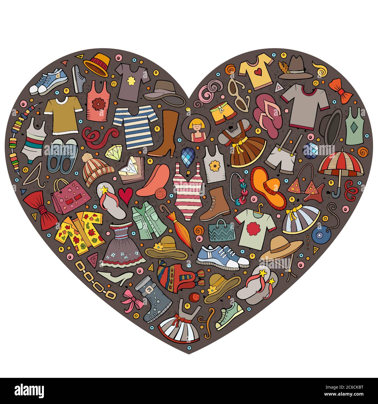 Colorful vector hand drawn set of Clothes cartoon doodle objects Stock ...