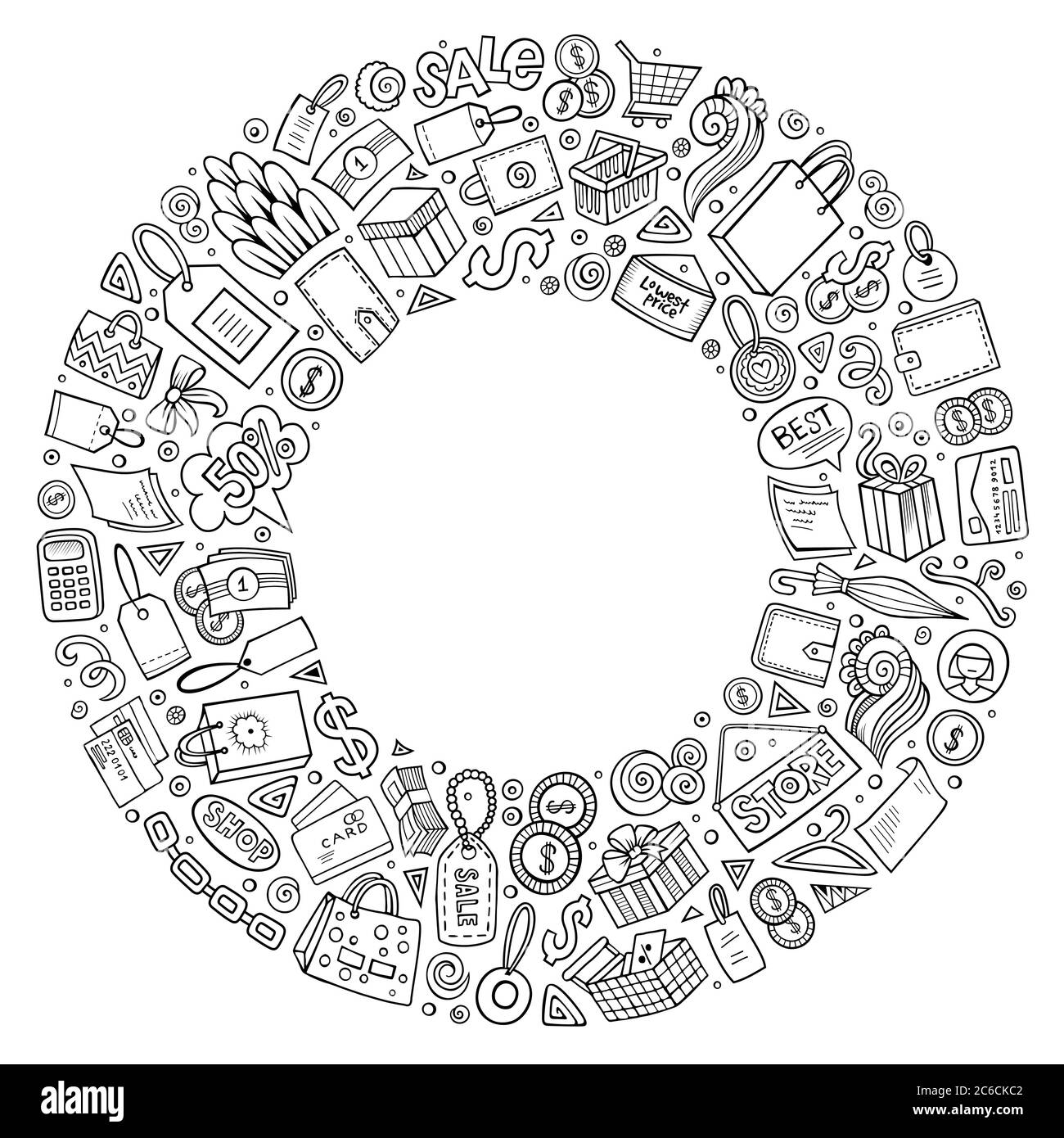 Vector set of Shopping cartoon doodle objects Stock Vector Image & Art ...