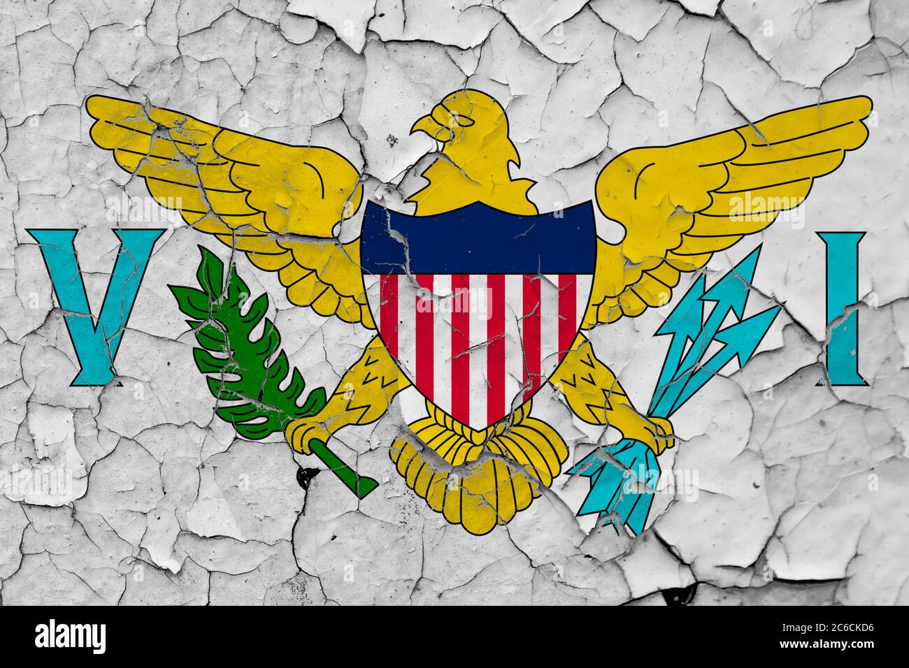 United States Virgin Islands flag close up grungy, damaged and ...