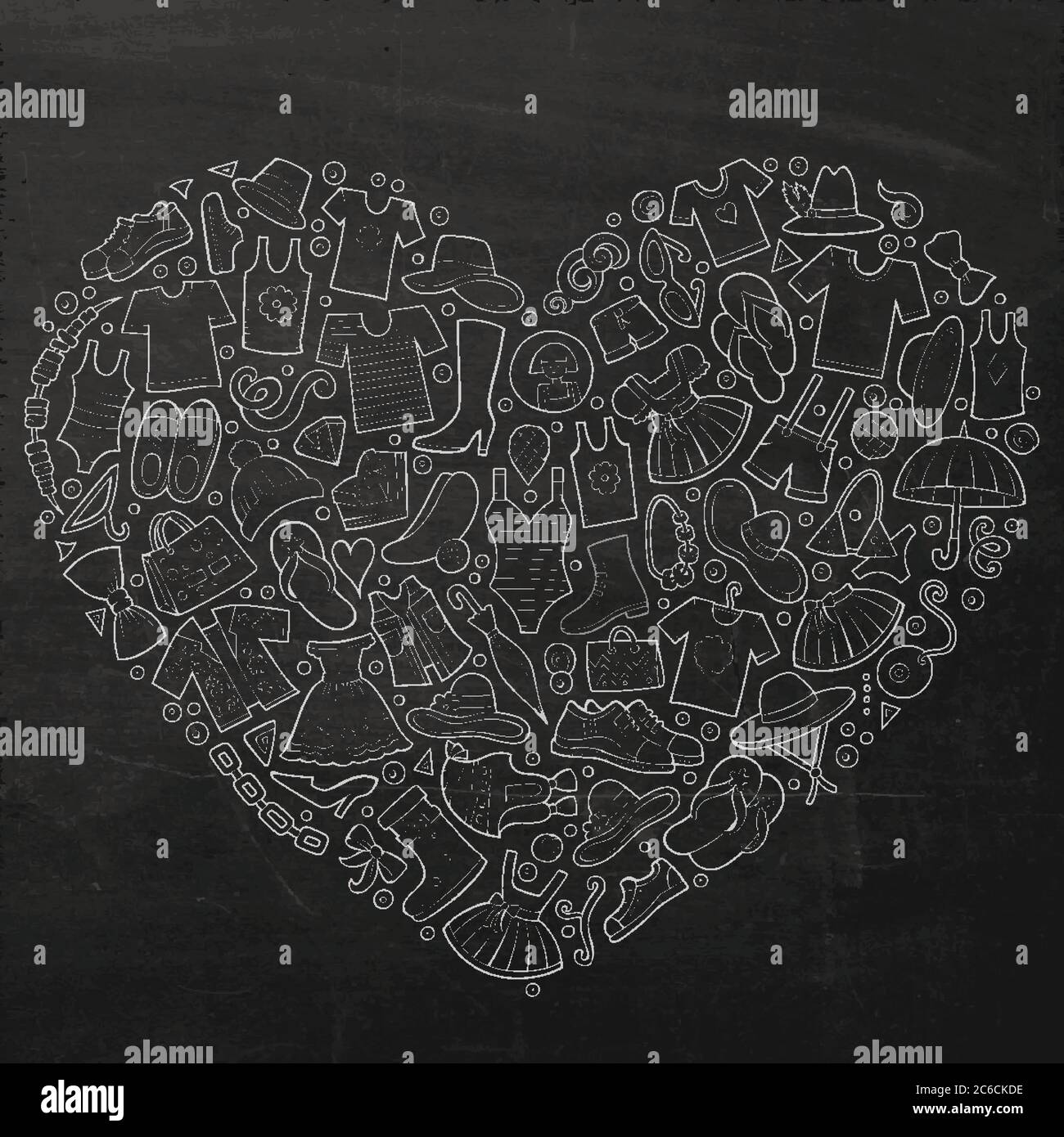 Line art vector hand drawn set of Clothes cartoon doodle objects Stock ...