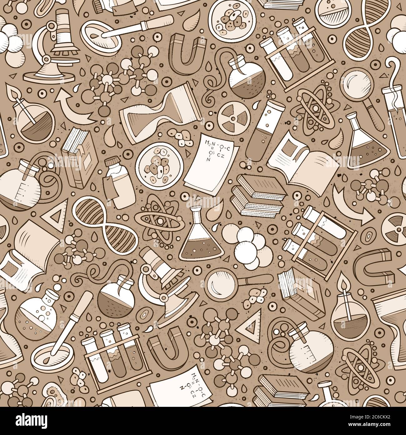 Cartoon cute hand drawn Science seamless pattern Stock Vector Image ...