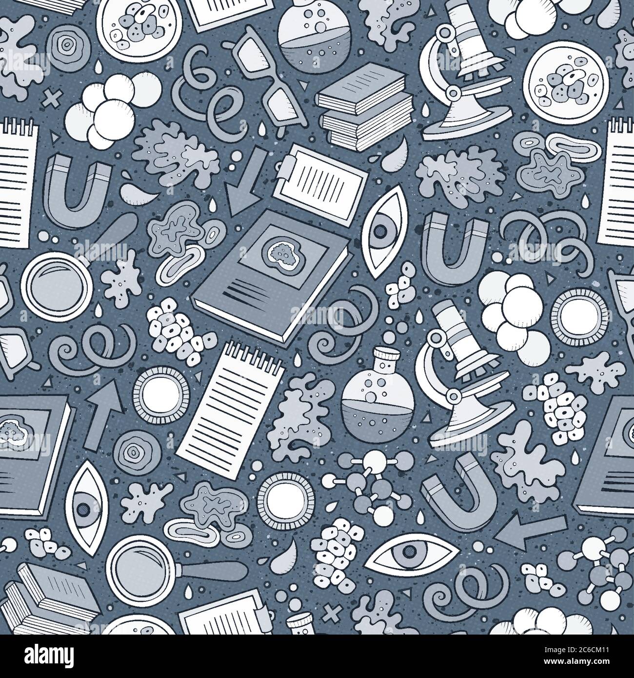 Cartoon cute hand drawn Science seamless pattern Stock Vector Image ...