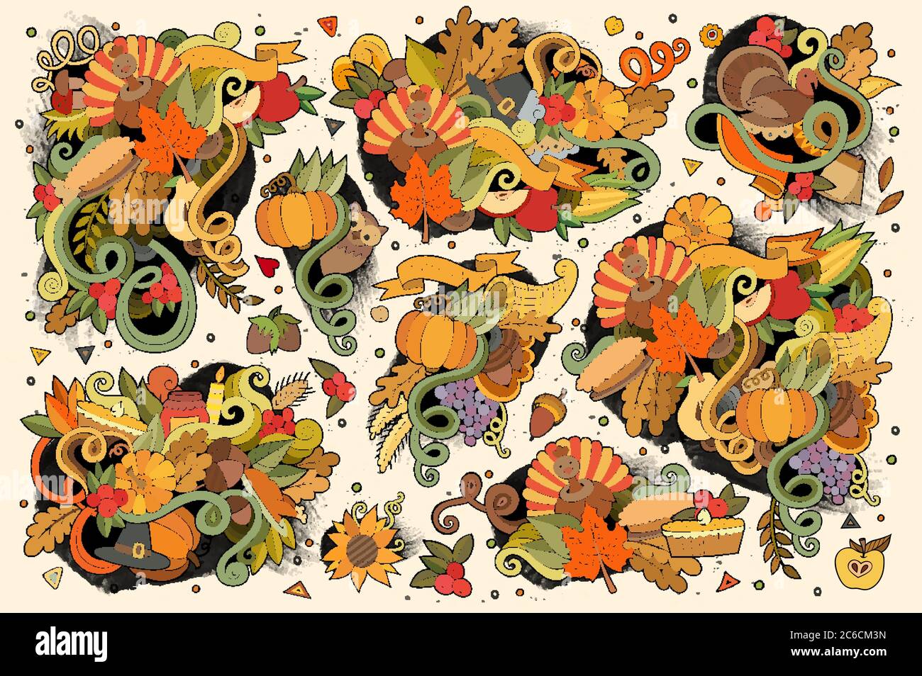 Set of Thanksgiving objects and symbols Stock Vector Image & Art - Alamy