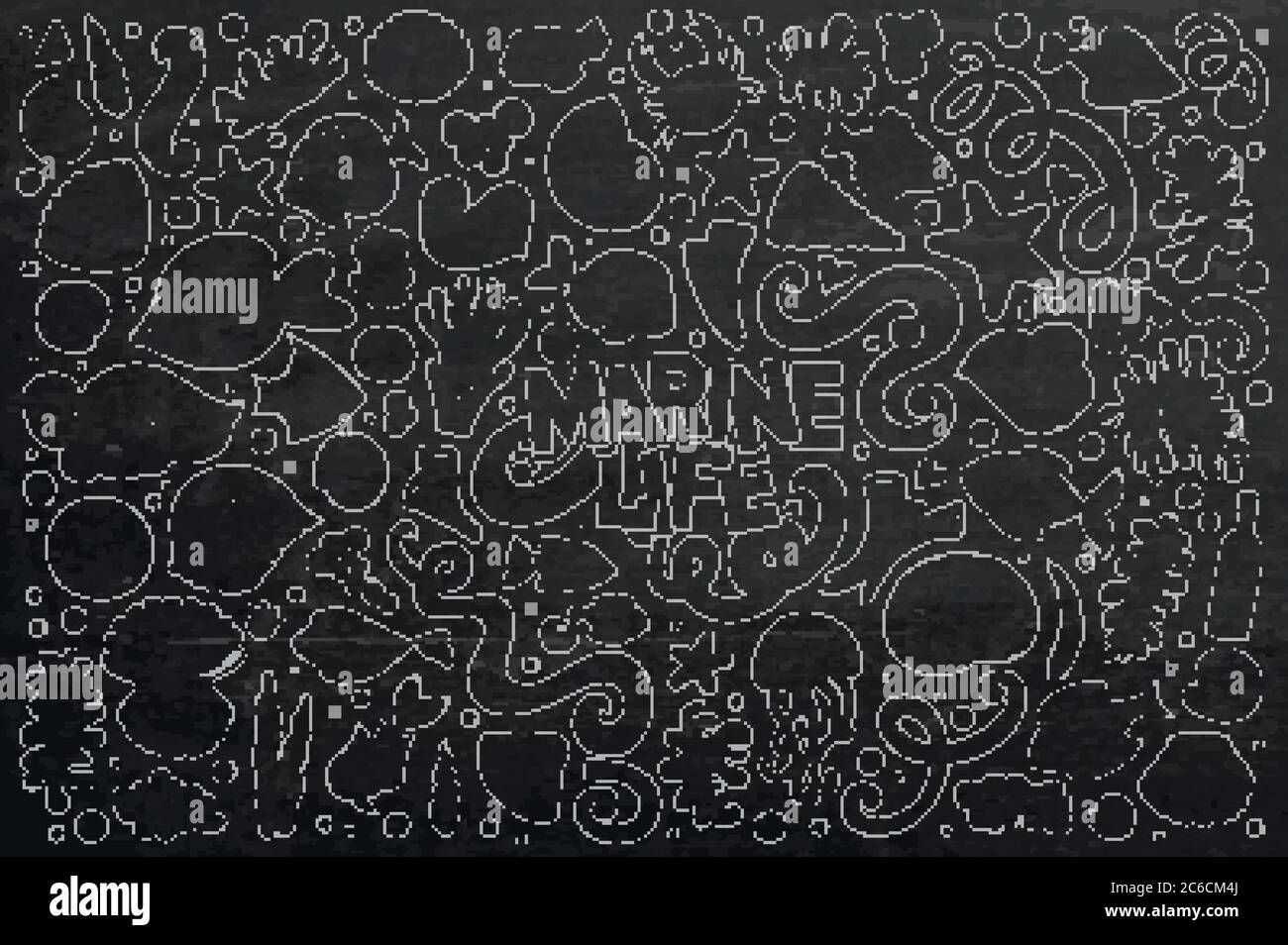 Chalkboard set of marine life objects Stock Vector Image & Art - Alamy