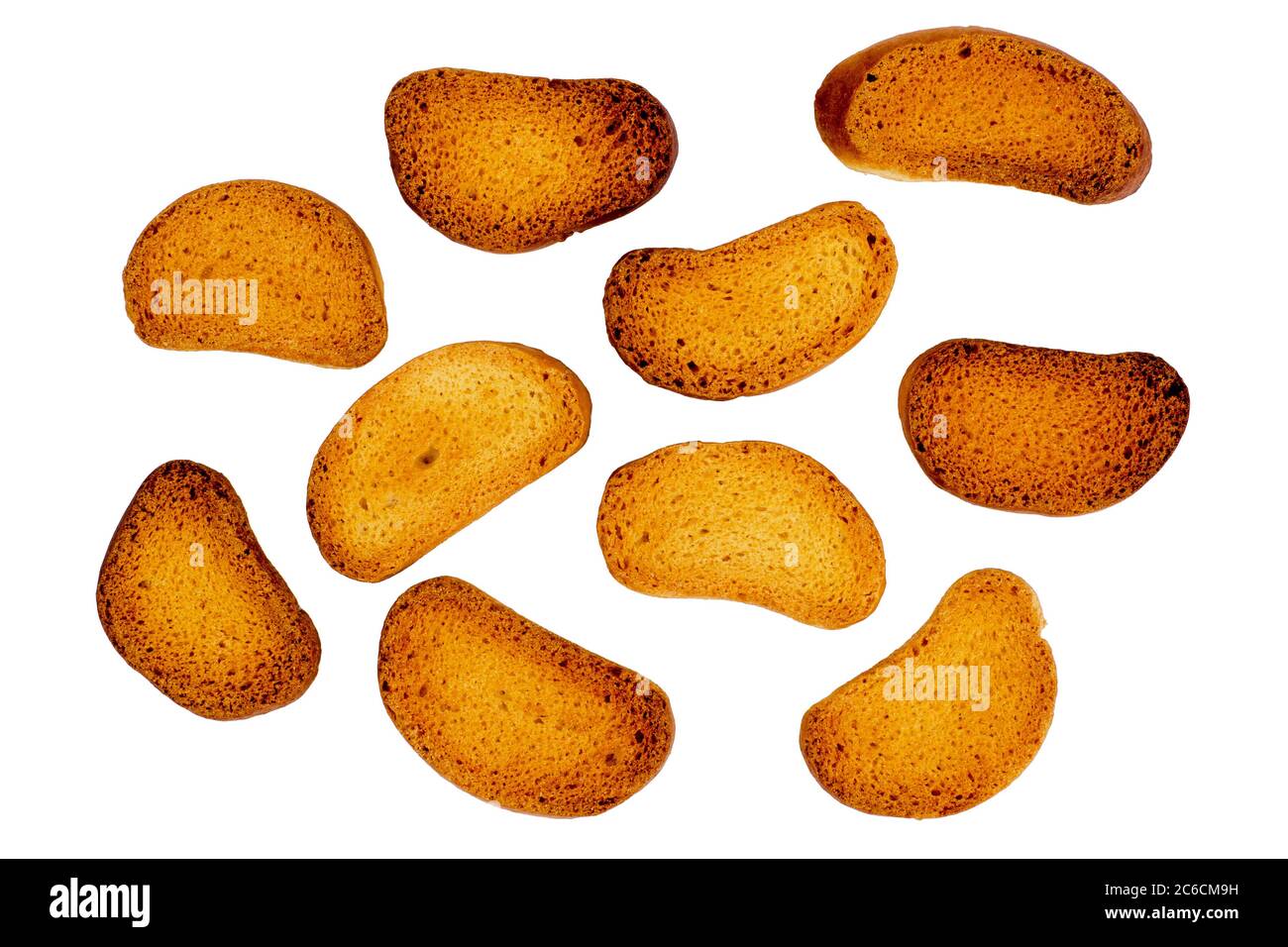 Small toasts. Isolated on white Stock Photo - Alamy