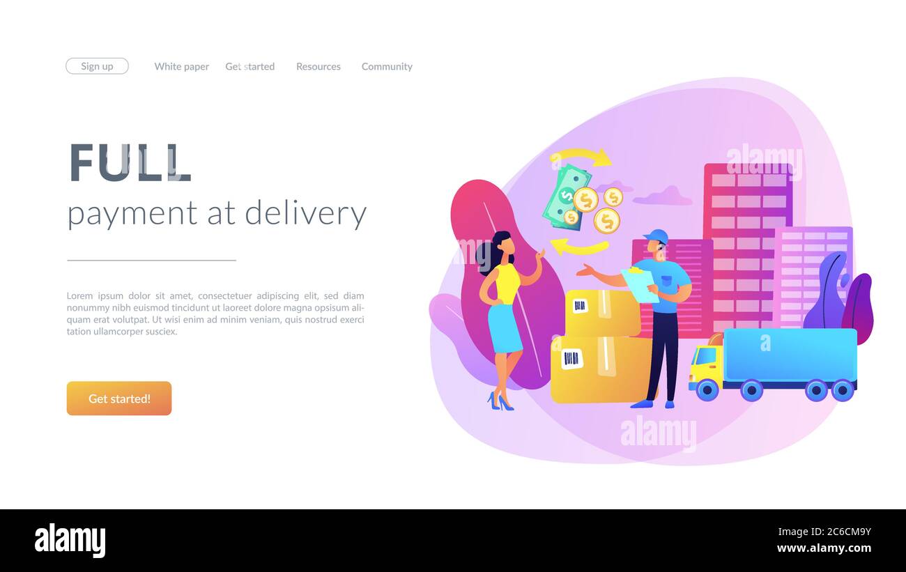 Cash on delivery COD concept landing page Stock Vector Image & Art - Alamy