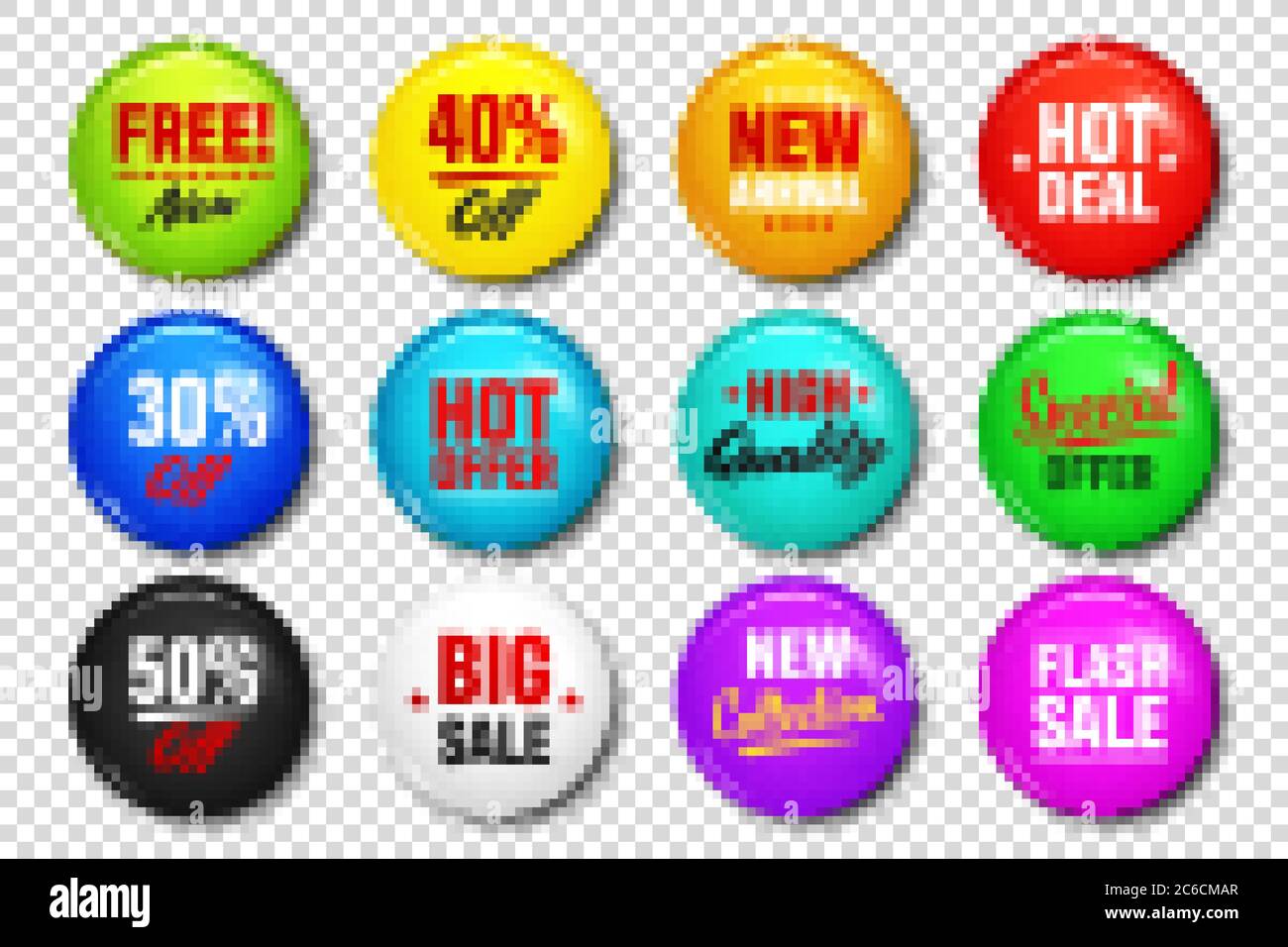 Realistic badges with text. Product promotion, sale. Special offer ...