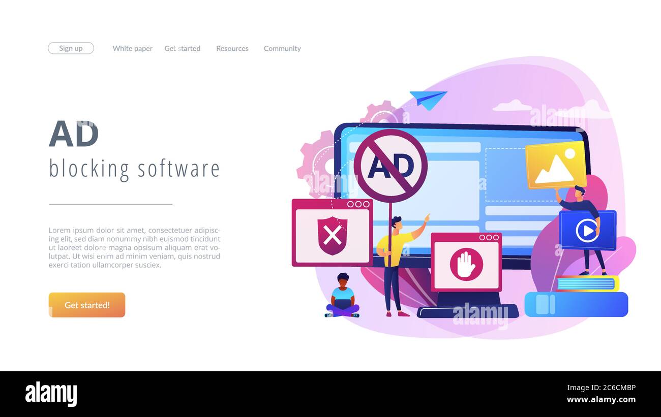 Ad blocking software concept landing page Stock Vector Image & Art - Alamy