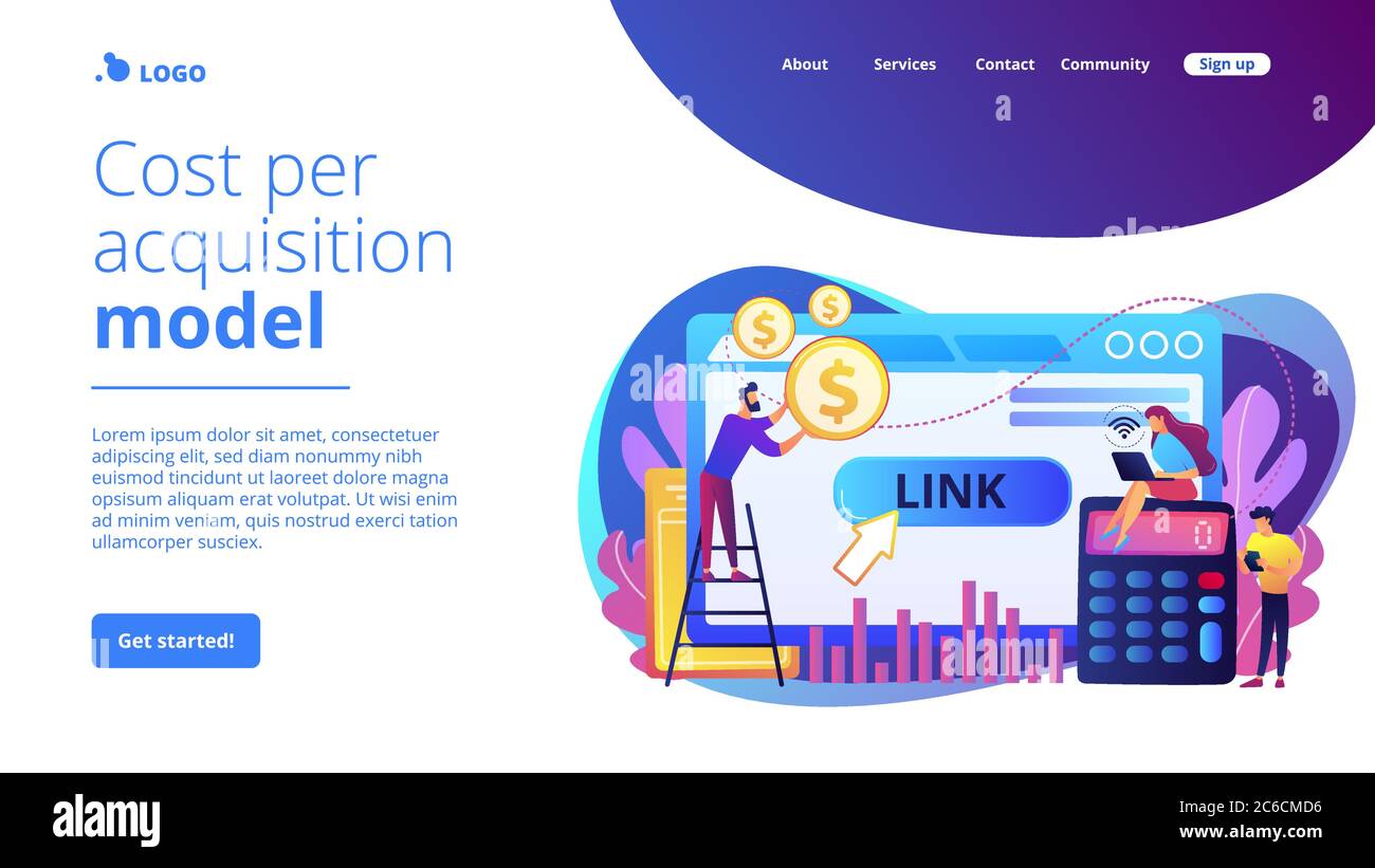 Cost per acquisition CPA model concept landing page Stock Vector Image ...