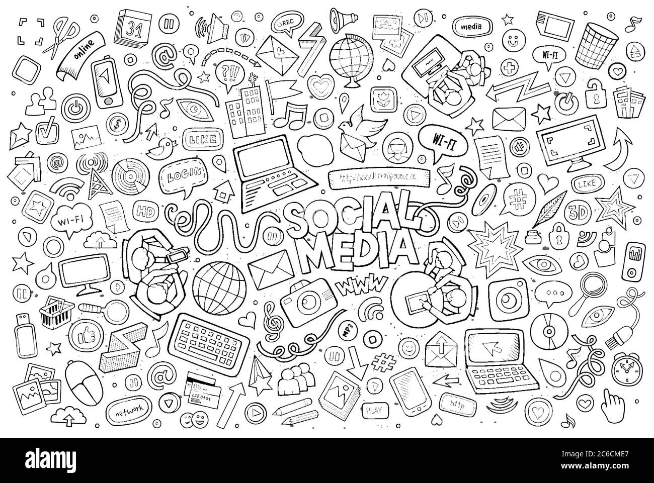 Vector line art Doodle cartoon set of objects and symbols Stock Vector ...